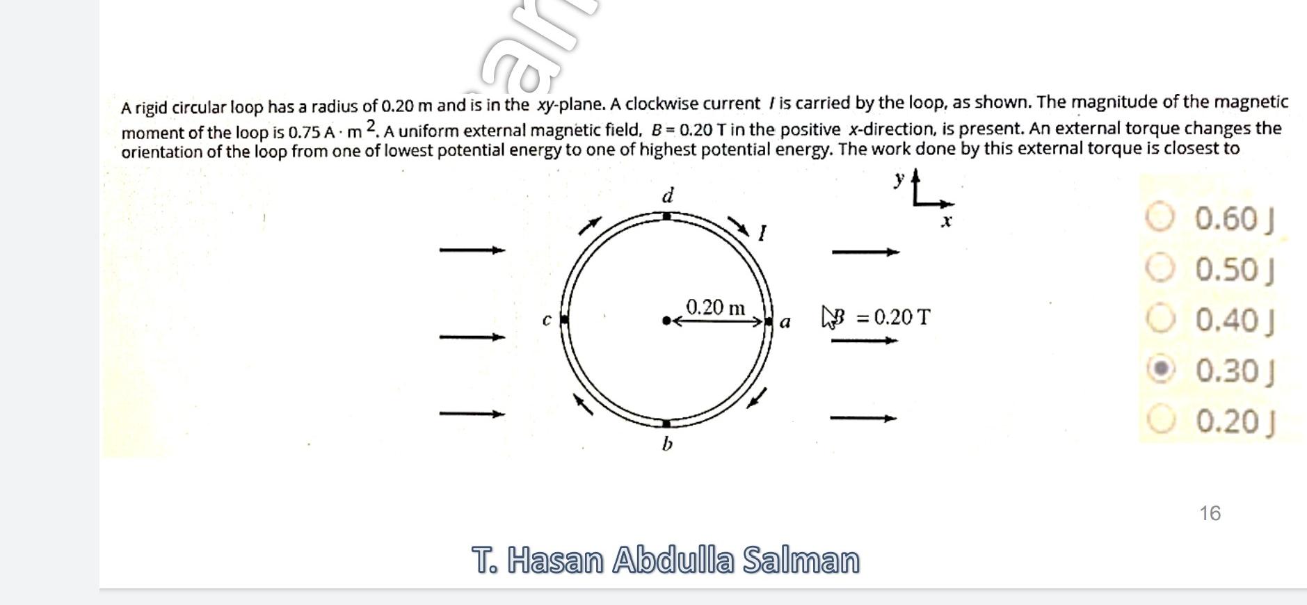 Solved Je A rigid circular loop has a radius of 0.20 m and | Chegg.com