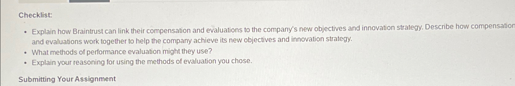 Solved Checklist:Explain how Braintrust can link their | Chegg.com