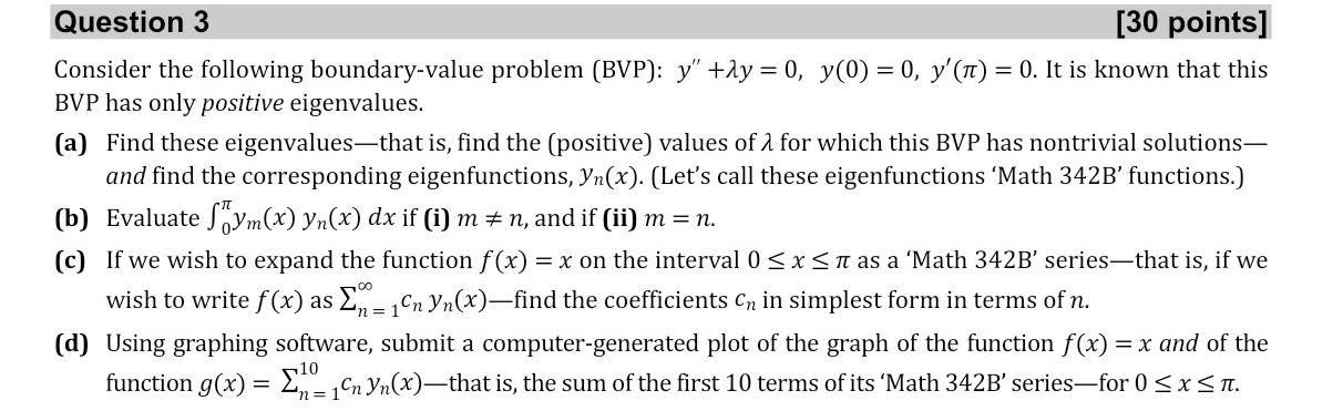 Solved = Question 3 [30 points] Consider the following | Chegg.com