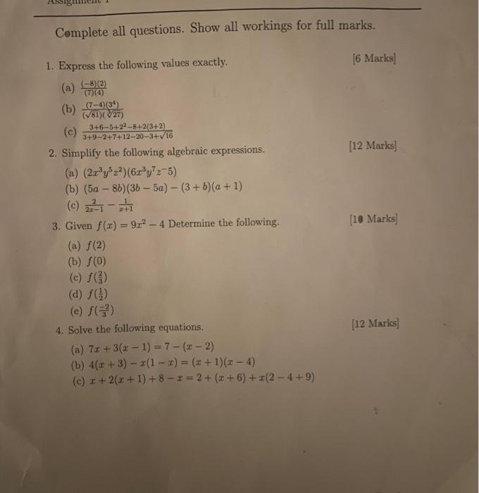 Solved Complete all questions. Show all workings for full | Chegg.com