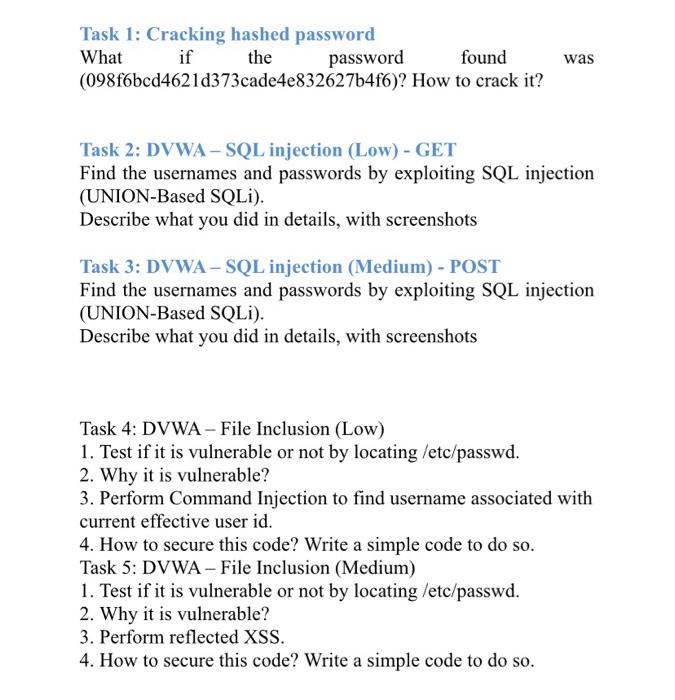 Solved Task 1: Cracking hashed password What if the password | Chegg.com