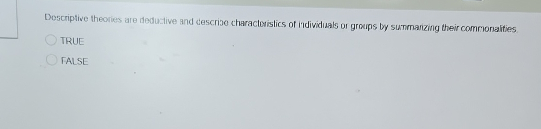 Solved Descriptive theories are deductive and describe | Chegg.com