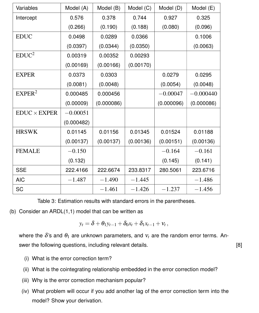 Solved (a) ﻿Consider the wage | Chegg.com