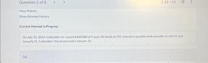 Solved Show Attempt History Current Attempt in Progress On | Chegg.com