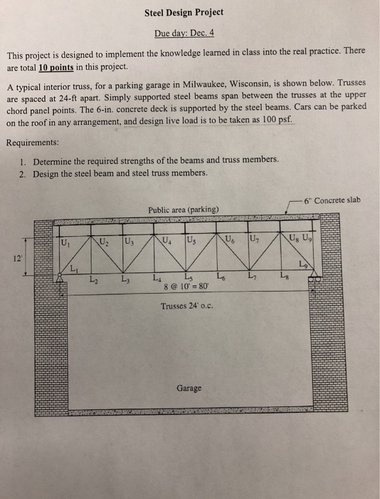 Steel Design Project Due day: Dec. 4 This project is | Chegg.com