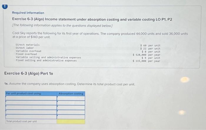 Solved Required information Exercise 6-3 (Algo) Income | Chegg.com
