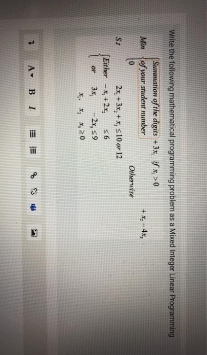 Write the following mathematical programming problem | Chegg.com