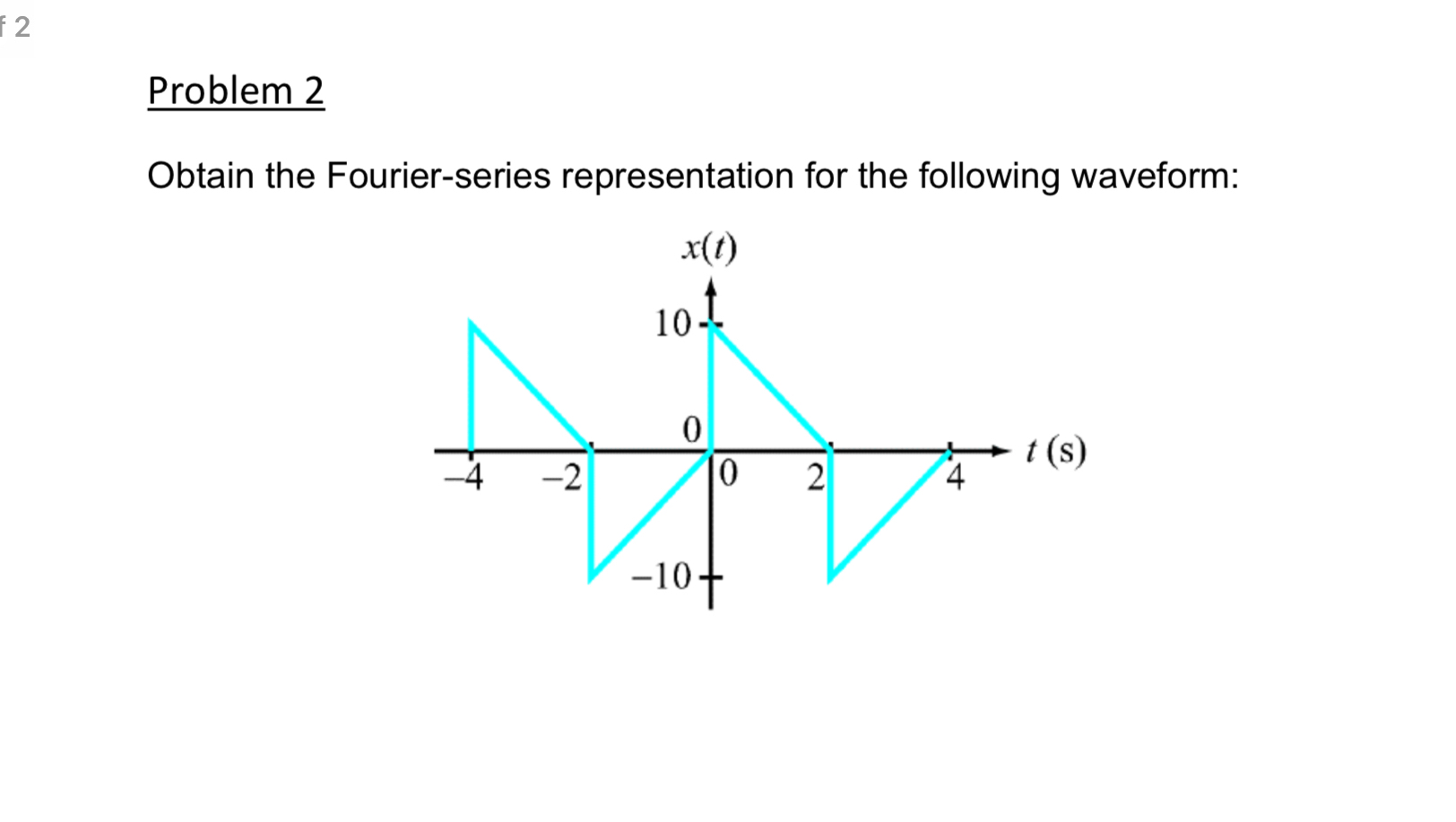 Solved f 2Problem 2Obtain the Fourier-series representation | Chegg.com