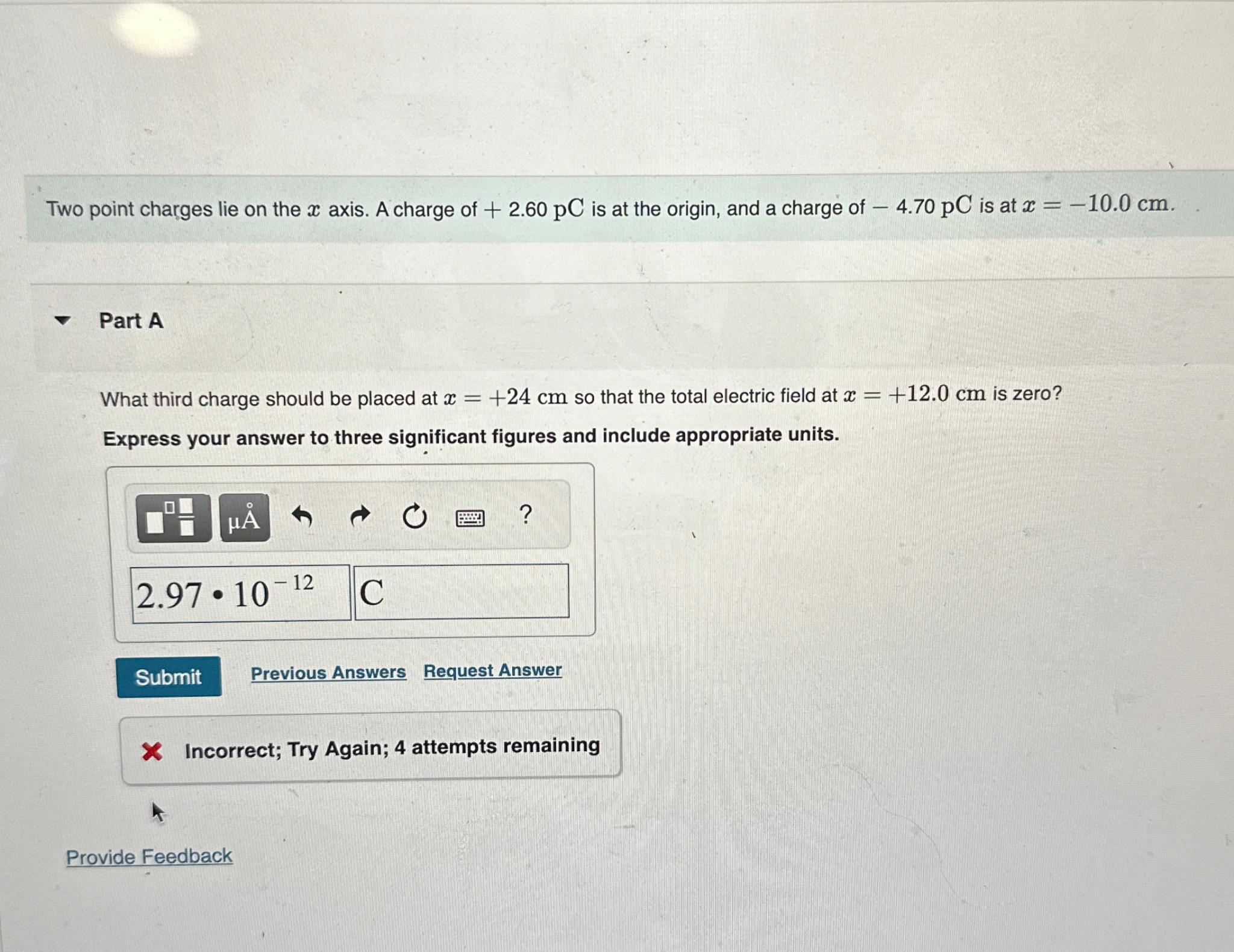 Solved Two point charges lie on the x ﻿axis. A charge of | Chegg.com