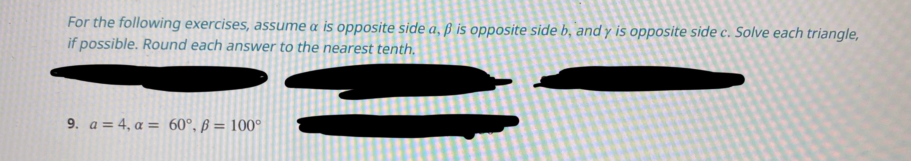 Solved For the following exercises, assume α ﻿is opposite | Chegg.com
