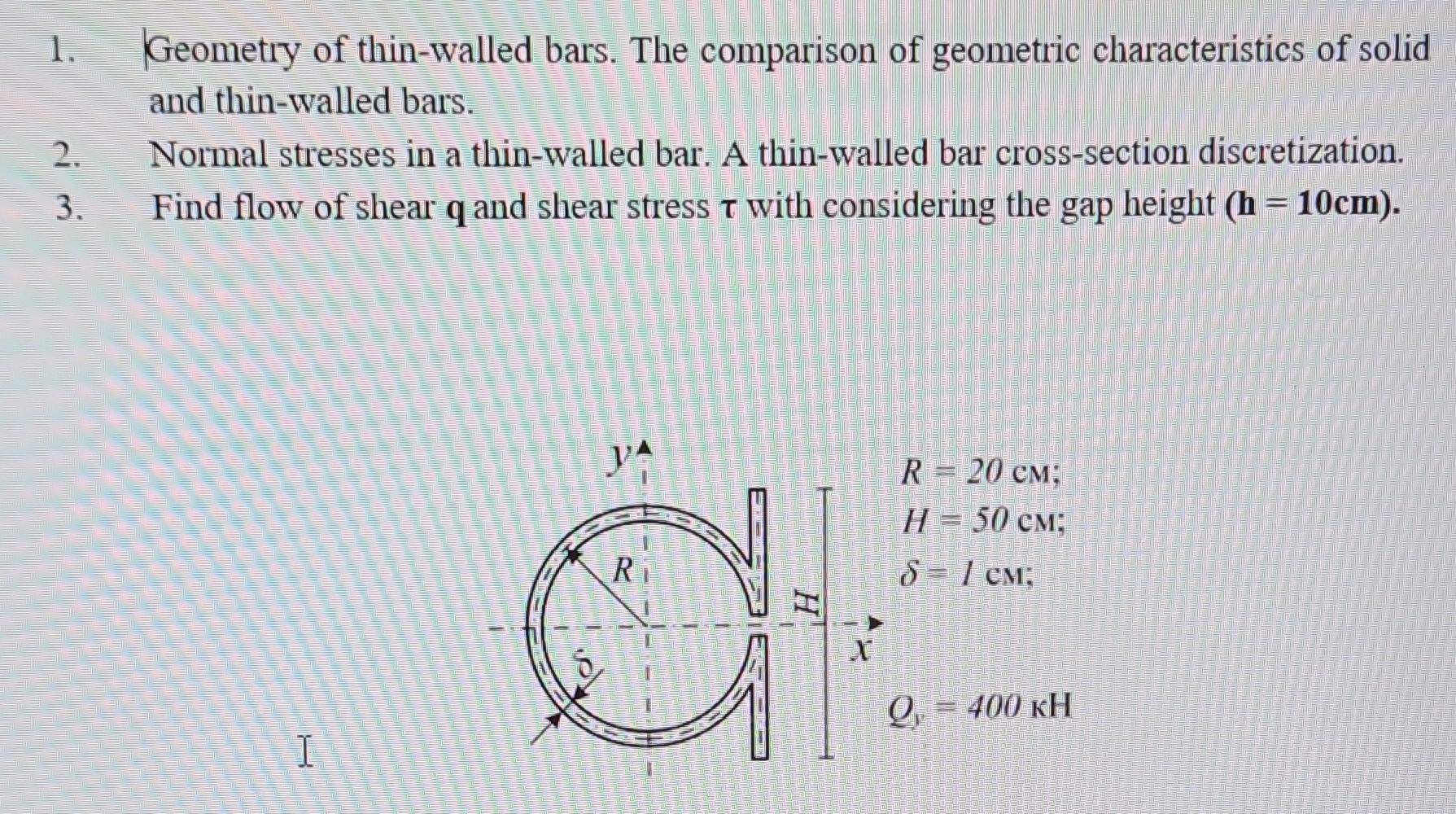 Solved 1. Geometry of thin-walled bars. The comparison of | Chegg.com