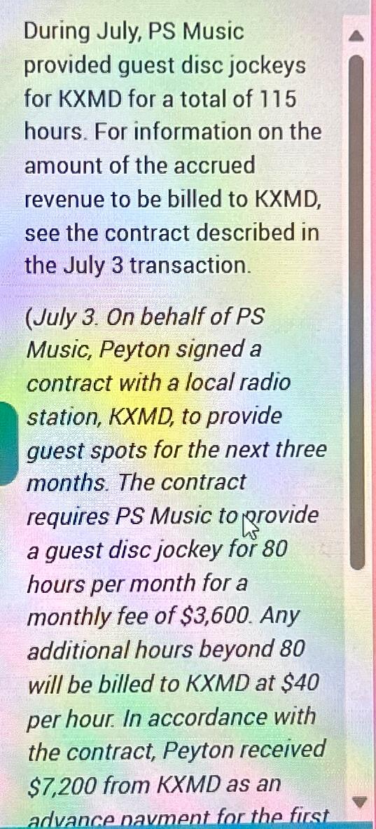 Solved During July, PS Music provided guest disc jockeys for | Chegg.com