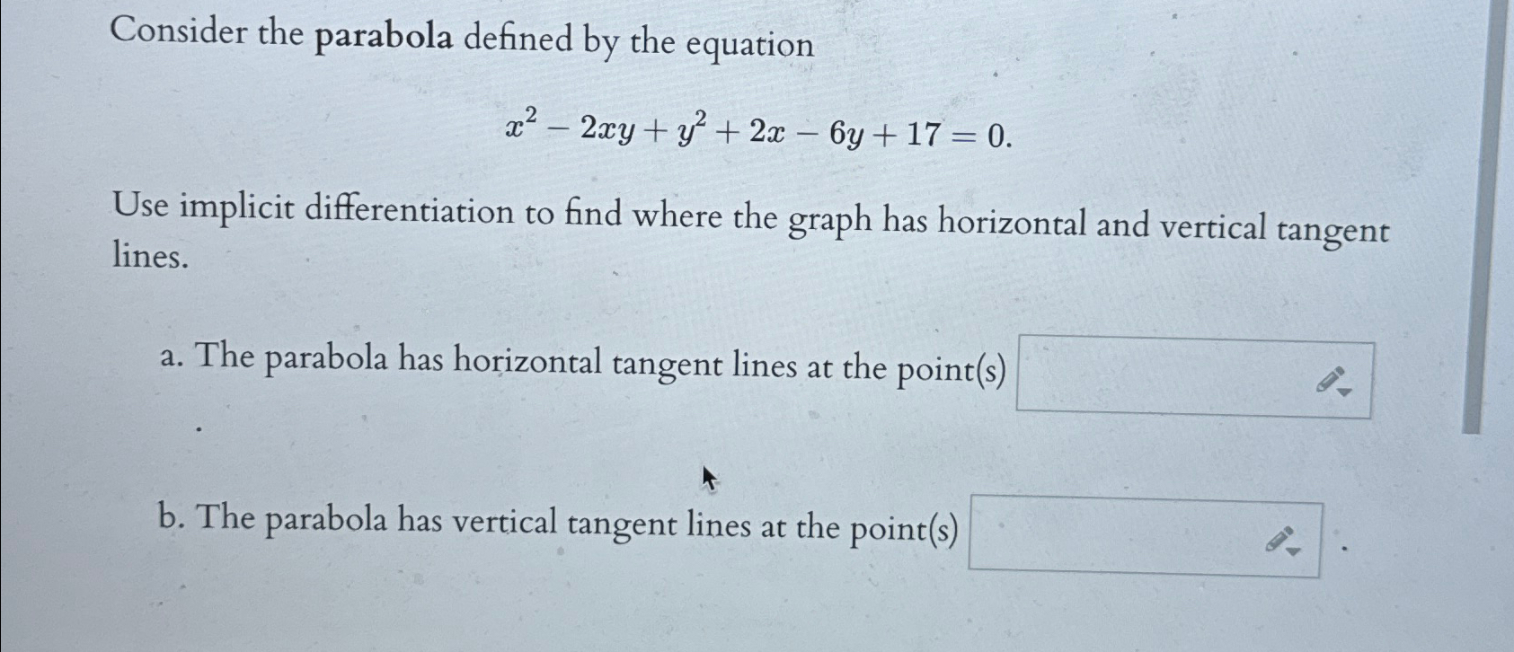 Solved Consider the parabola defined by the | Chegg.com