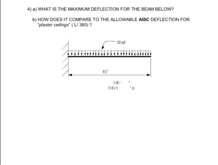 Solved 4) a) WHAT IS THE MAXIMUM DEFLECTION FOR THE BEAM | Chegg.com