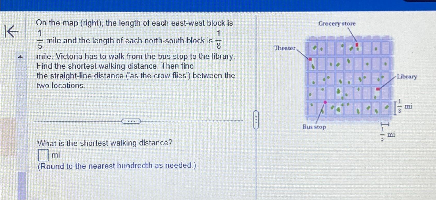 Solved On the map (right), ﻿the length of each east-west | Chegg.com