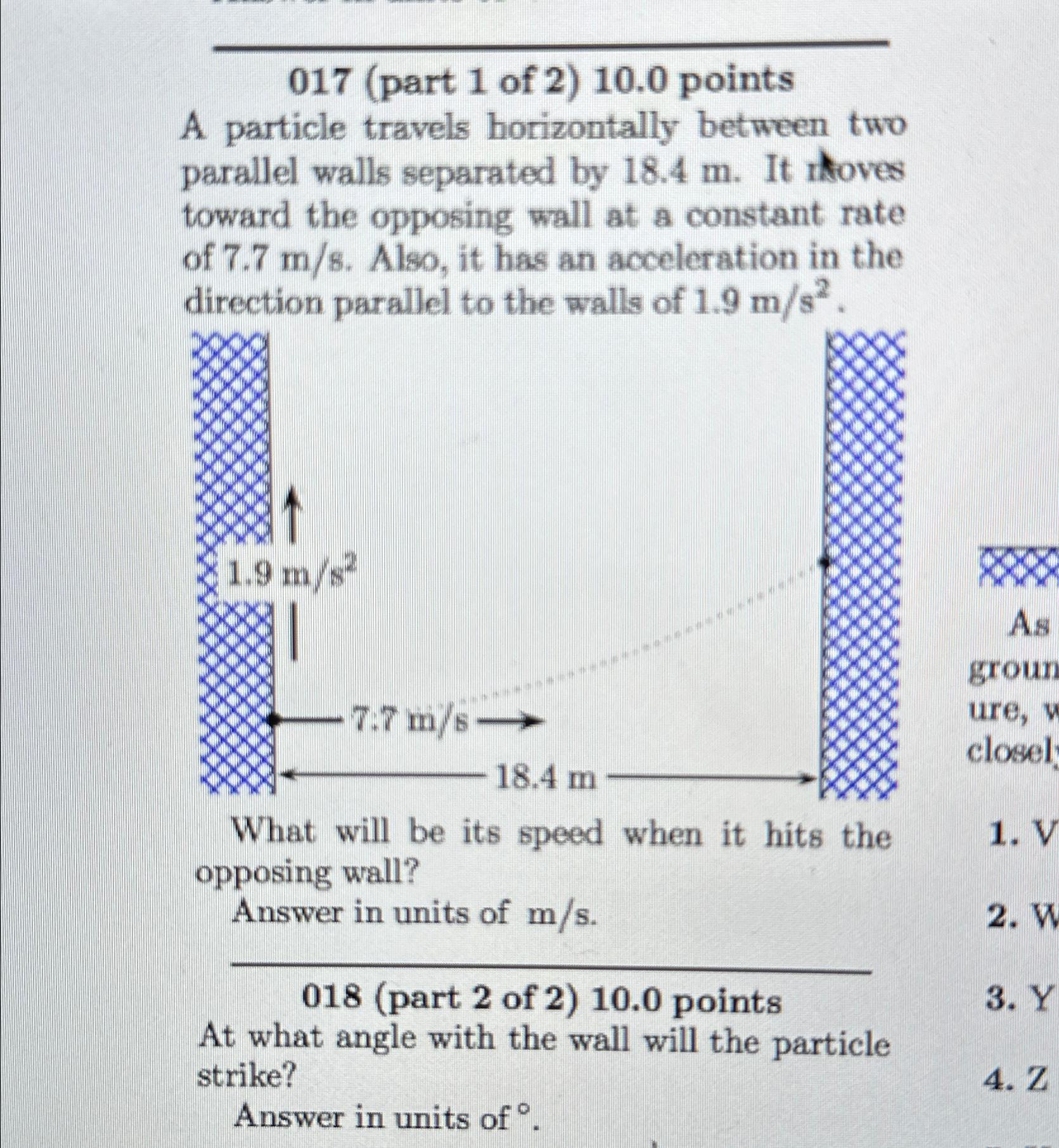 Solved 017 (part 1 of 2 ) 10.0 points\\nA particle travels | Chegg.com