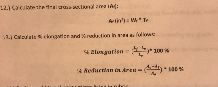 Solved Caculate Ao, Af, %elogation, % reduction if area from | Chegg.com
