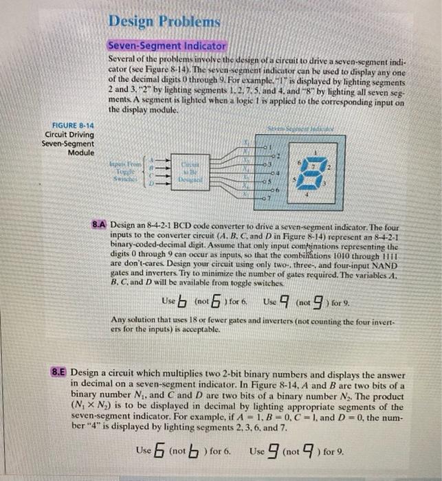 Solved Design Problems Seven-Segment Indicator Several of | Chegg.com
