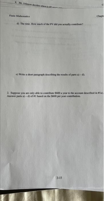 Solved Finite Mathematics 1. Name Mathematics Date Section | Chegg.com