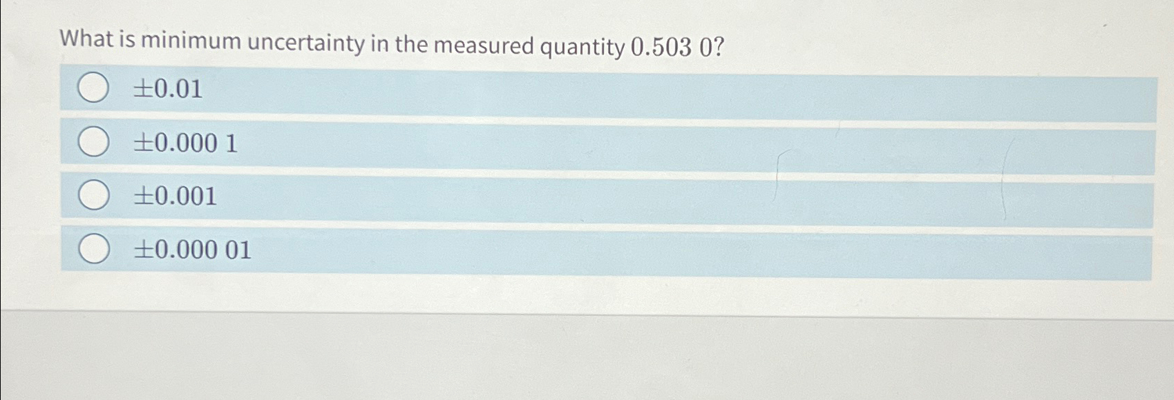 Solved What is minimum uncertainty in the measured quantity | Chegg.com