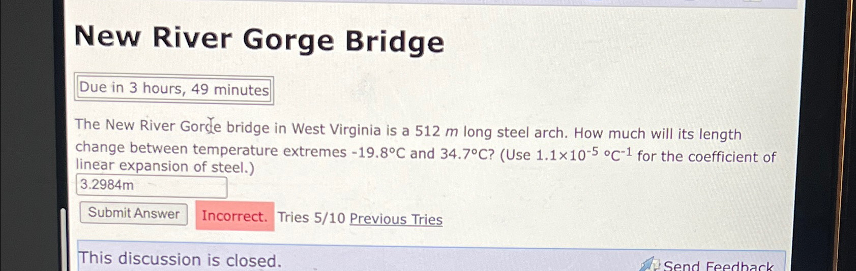 Solved New River Gorge Bridge The New River Gorche bridge in | Chegg.com