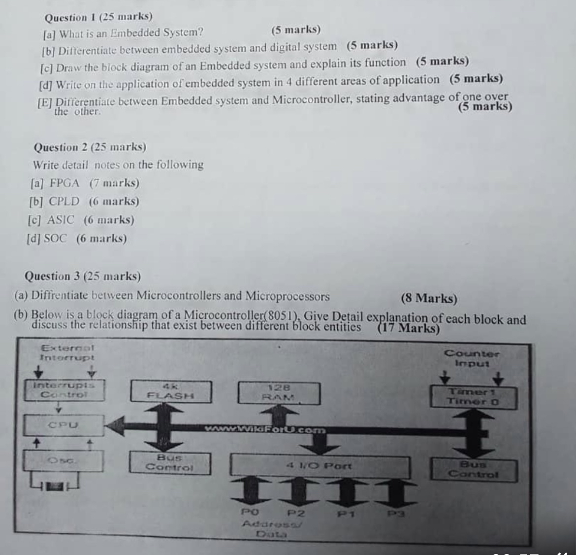 Solved Question 1 (25 ﻿marks)[a] ﻿What is an Embedded | Chegg.com