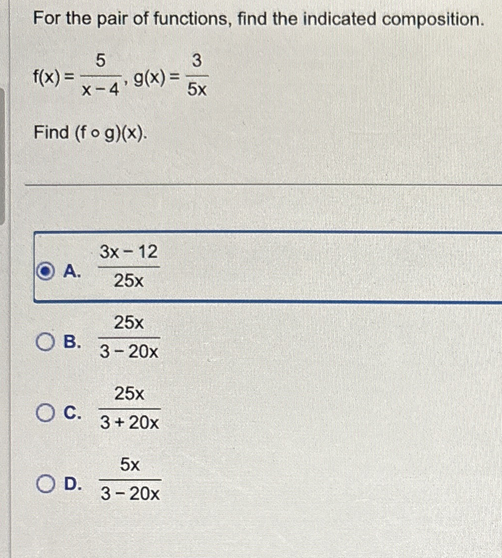 Solved For the pair of functions, find the indicated | Chegg.com