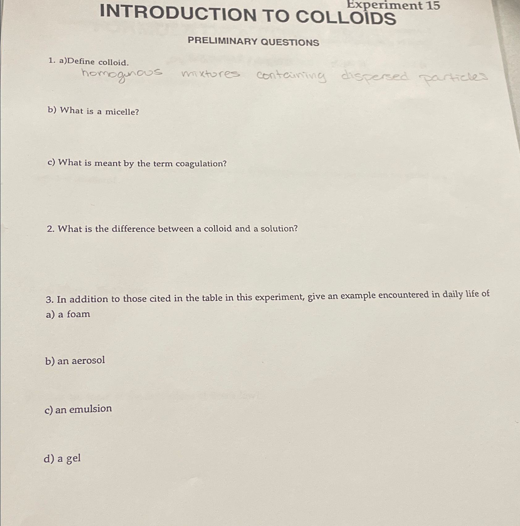 Solved INTRODUCTION TO COL Experiment 15PRELIMINARY | Chegg.com