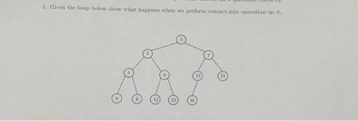 Solved 1. Given the heap below show what happens when we | Chegg.com