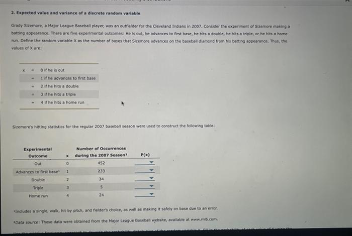 Solved 2. Expected value and variance of a discrete random | Chegg.com