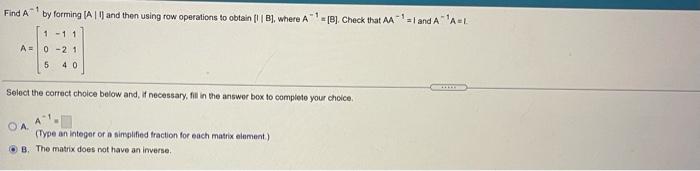 Solved Find A by forming A) and then using row operations to | Chegg.com