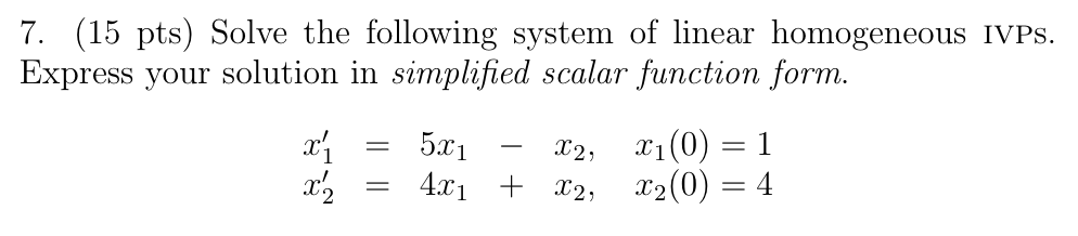 Solved (15 ﻿pts) ﻿Solve the following system of linear | Chegg.com