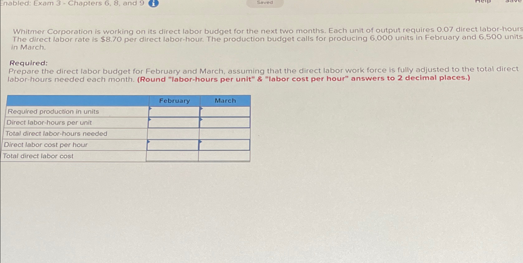 Solved Enabled: Exam 3 - ﻿Chapters 6, 8, ﻿and 9 | Chegg.com