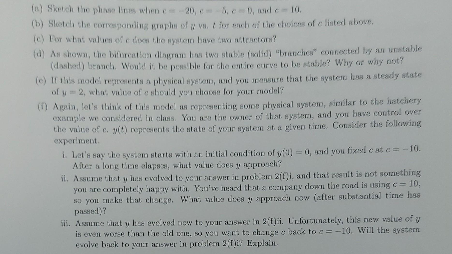 Solved 2. The bifurcation diagram for an autonomous | Chegg.com
