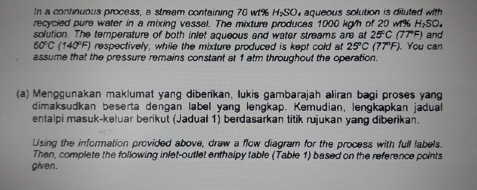 In a continuous process, a straam containing 70 wt\% | Chegg.com