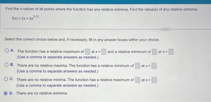 Solved Find the x-values of all points where the function | Chegg.com
