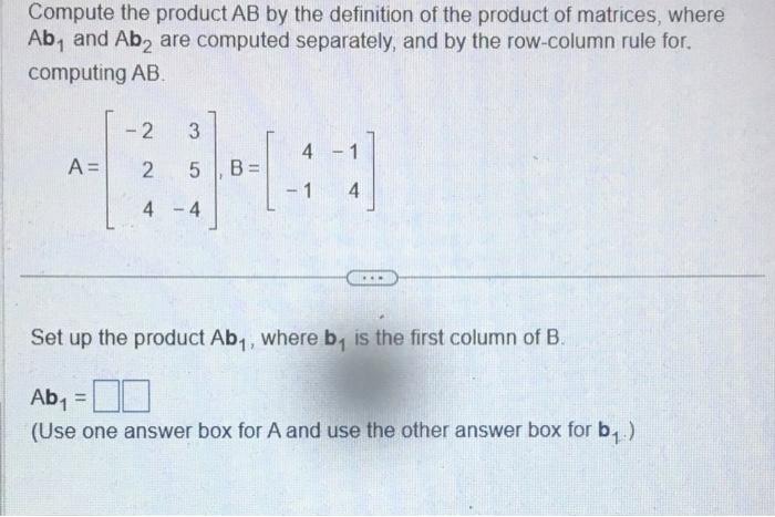 Solved Compute the product AB by the definition of the | Chegg.com