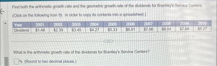 Solved Find both the arithmetic growth rate and the | Chegg.com