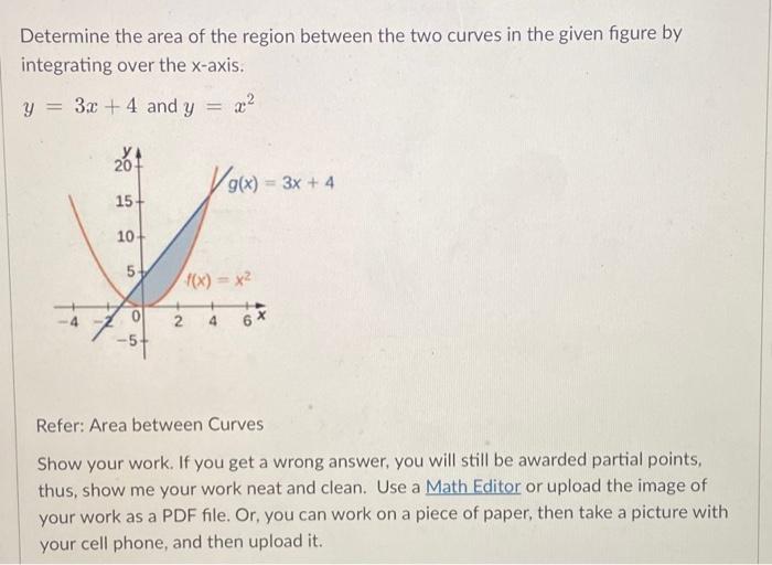 Solved Determine the area of the region between the two | Chegg.com