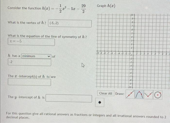 Solved Consider the function h(x) K What is the vertex of h? | Chegg.com