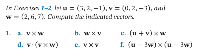 Solved In Exercises 1-2, ﻿let u=(3,2,-1),v=(0,2,-3), | Chegg.com