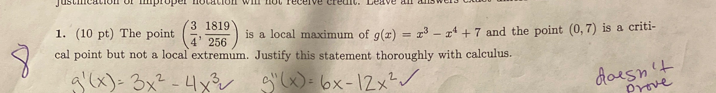 Solved (10 ﻿pt) ﻿The point (34,1819256) ﻿is a local maximum | Chegg.com