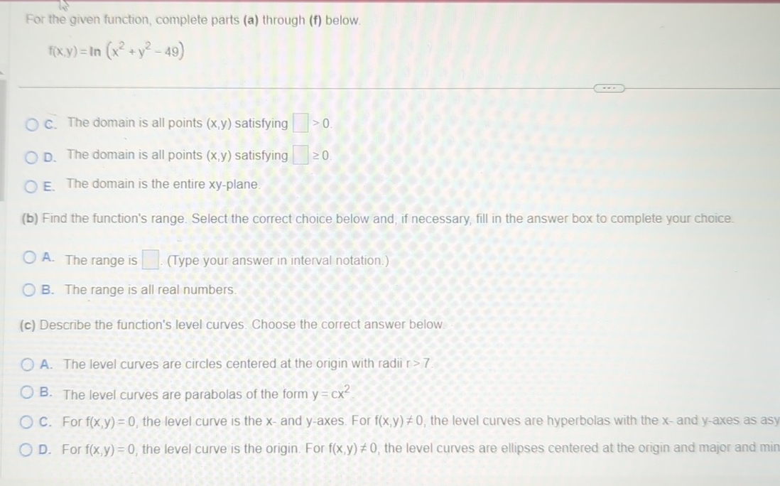 Solved For the given function, complete parts (a) ﻿through | Chegg.com
