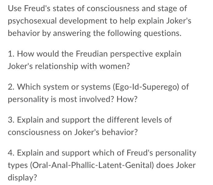 Solved Case Study Assignment: Sigmund Freud and | Chegg.com