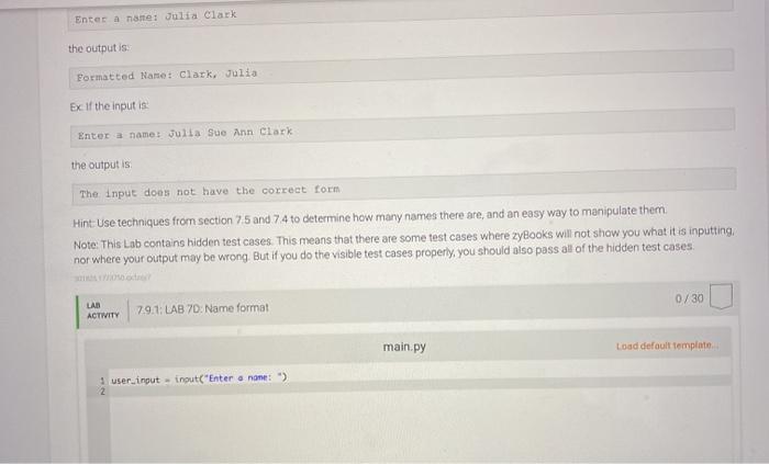Solved 7.9 LAB 7D: Name format Overview Create a program | Chegg.com