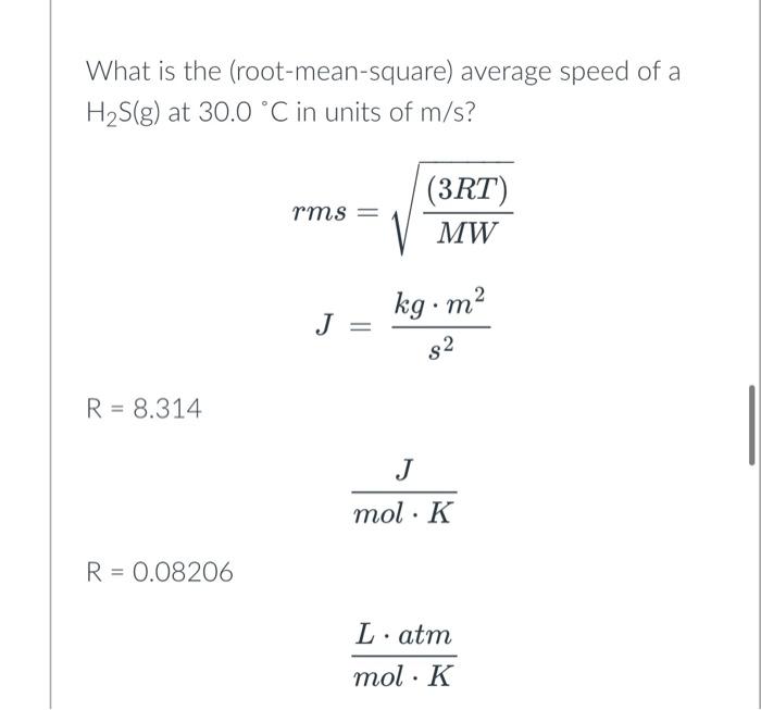 Solved What is the (root-mean-square) average speed of a H2 | Chegg.com