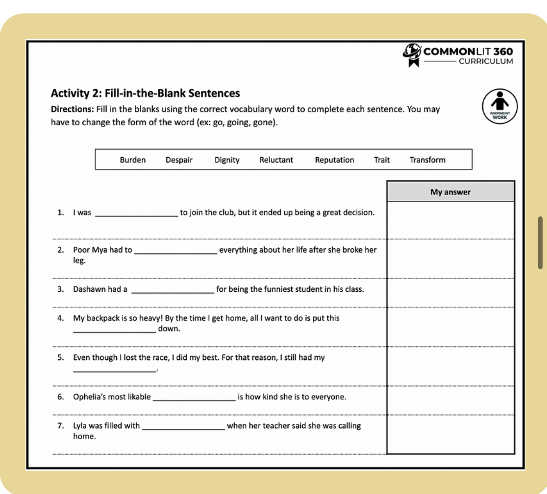 Solved COMMONLIT 360CURRICULUMActivity 2: Fill-in-the-Blank | Chegg.com