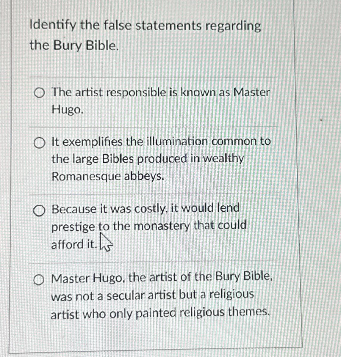 Solved Identify the false statements regarding the Bury | Chegg.com