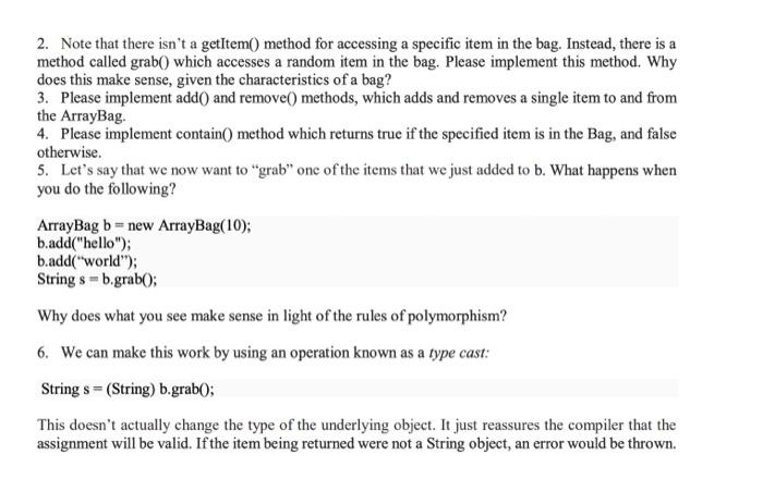 Solved Task 3: The ArrayBag class Let's take a closer look | Chegg.com