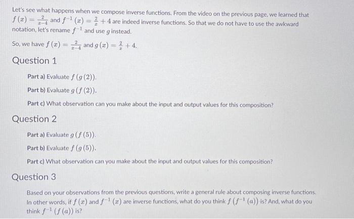 Solved Let's see what happens when we compose inverse | Chegg.com